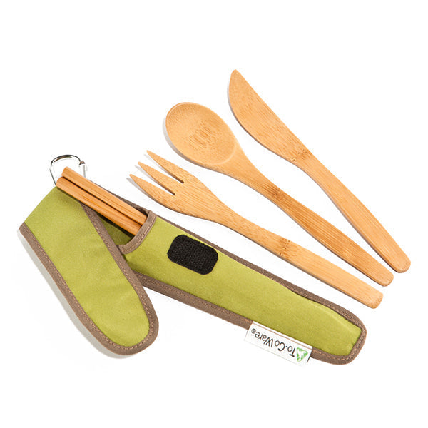 Bamboo utensil set is reusable, eco, and customizable | EarthHero
